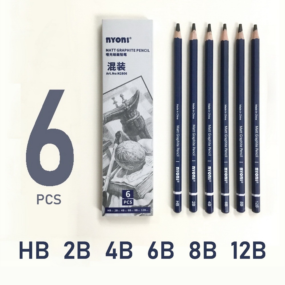 NYONI Graphite MATT Pencils- Available in 6 pc. set (Assorted grade) HB ...