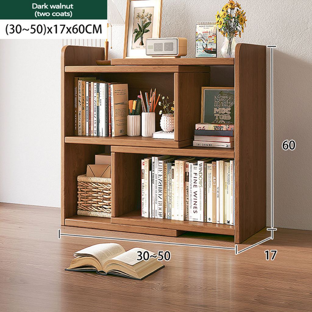 Retractable bookcase Book Shelf Organizer Display Cabinet Storage Rack ...