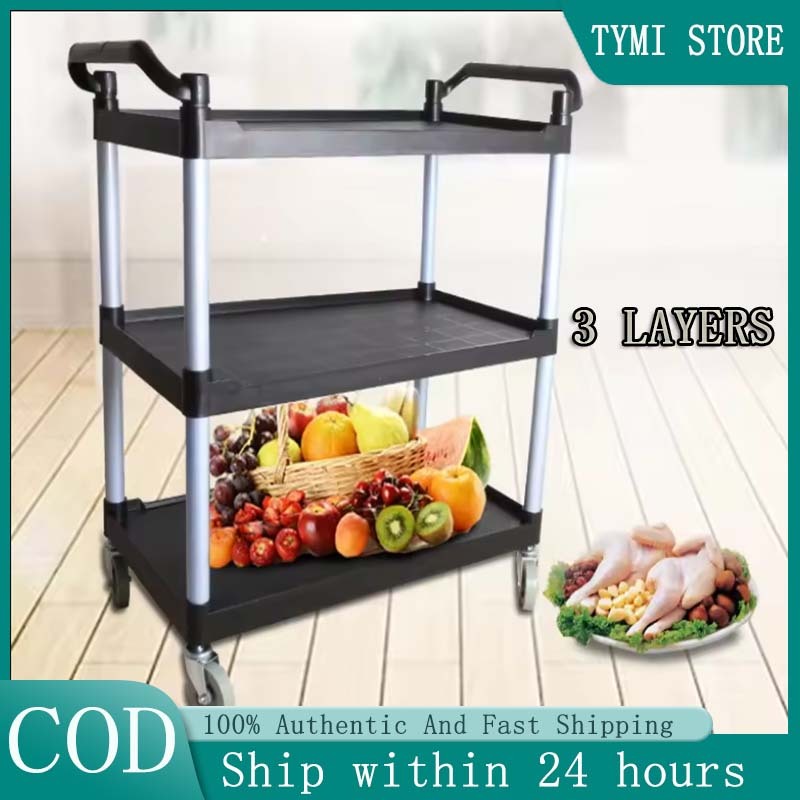 Cart Food Cart 3 tier plastic utility cart with silent universal wheels ...