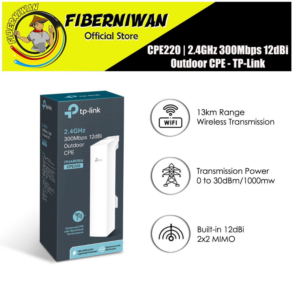 TP-Link CPE220 2.4GHz 300Mbps 12dBi Outdoor CPE Outdoor AP Repeater ...