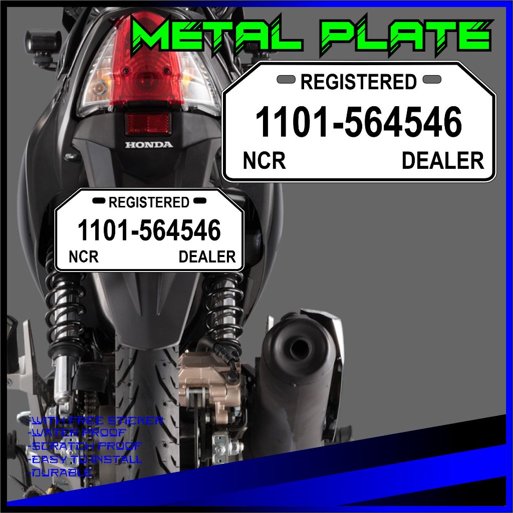 MOTORCYCLE METAL PLATE NUMBER DURABLE AFFORDABLE PS PRINTSHOP | Shopee ...