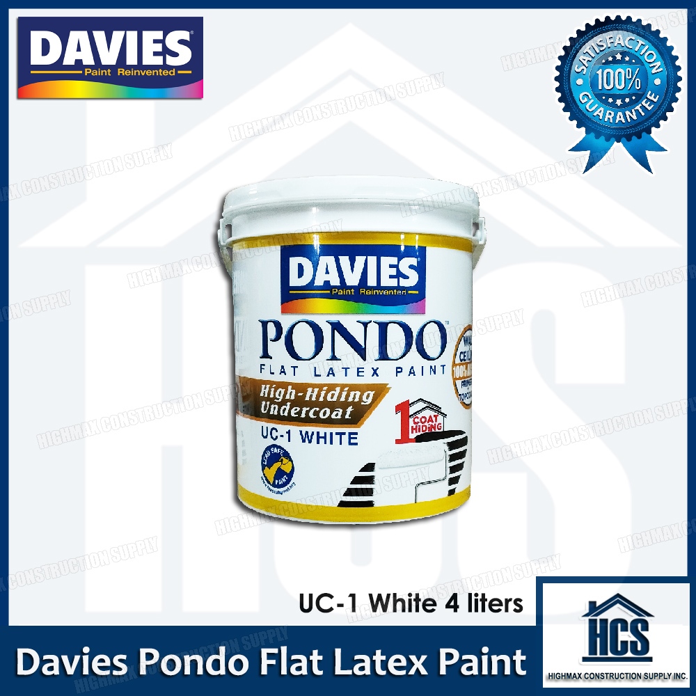 Davies Pondo 100% Acrylic Flat Latex Paint UC-1 White with High Hiding ...