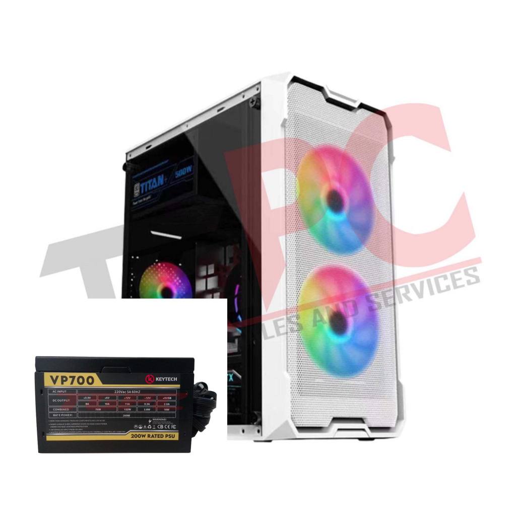 KEYTECH T100 TEMPERED GLASS Side MESH Front panel, Gaming PC Case Black ...