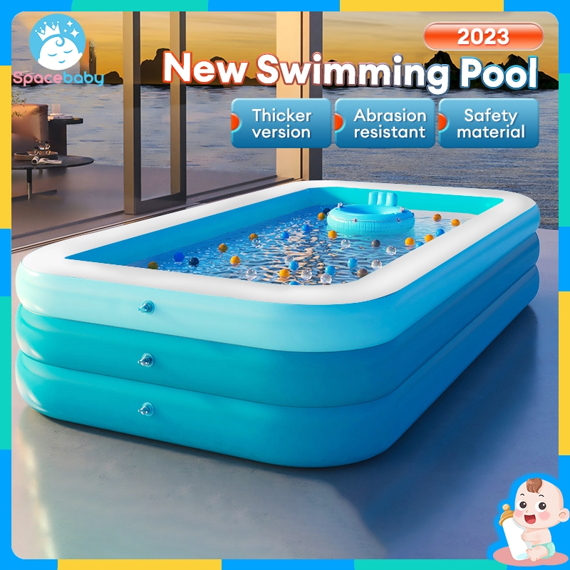 Swimming Pool For Kids Inflatable Air Pump Rectangular Outdoor Baby ...