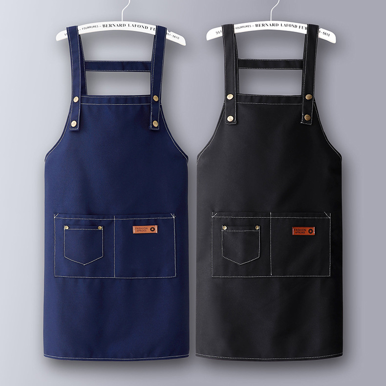 Waterproof Canvas Apron Coffee Shop Barber Working Bib Kitchen Cooking ...