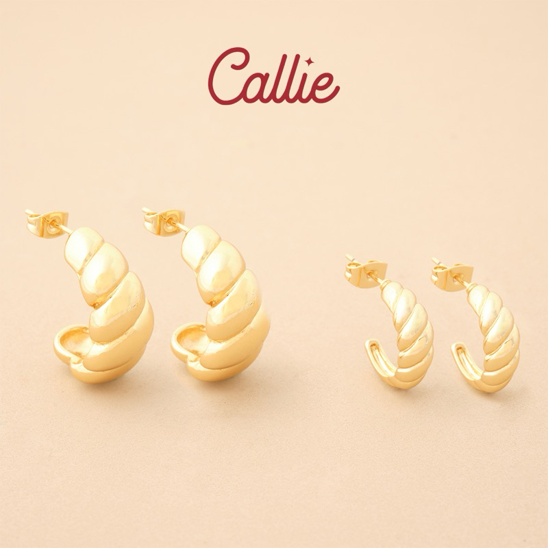 Callie 14k Gold Plated Chunky Croissant Hoop Earrings For Smmer Shop ...