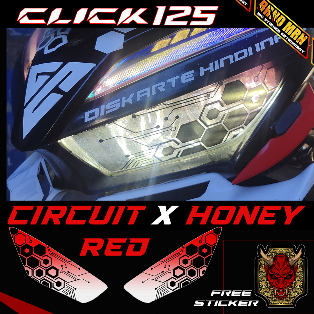 HONDA CLICK 125 150 CIRCUIT X HONEYCOMB HEADLIGHT STICKER TINT ...
