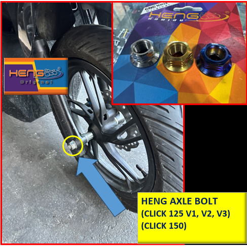 HENG Original Front Axle Nut for HONDA CLICK 125 V1, V2, V3 and CLICK ...
