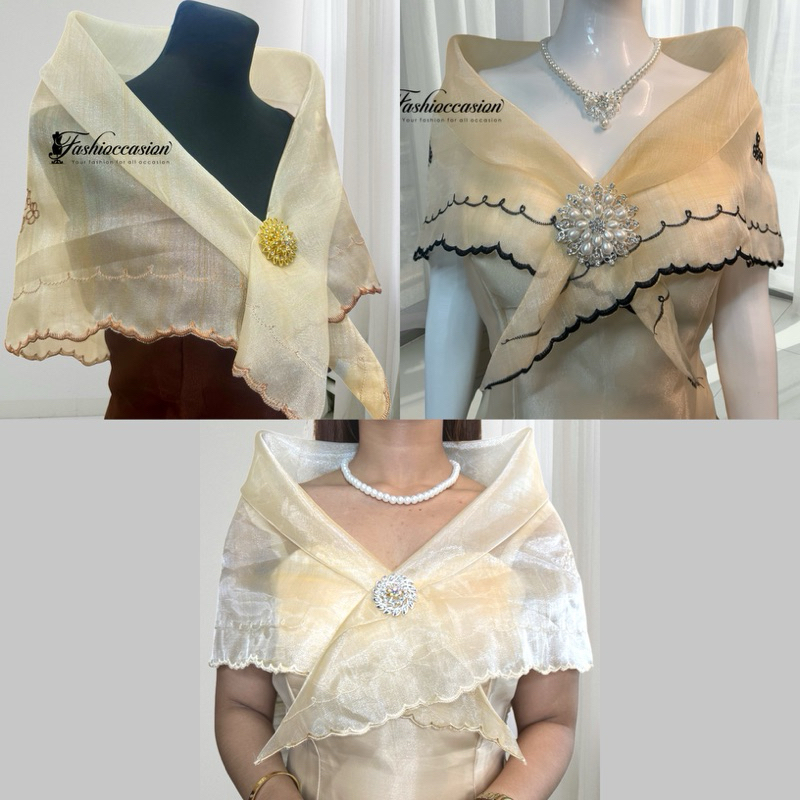 Filipiniana Alampay Classic with Brooch Pin Maria Clara Style | Shopee ...