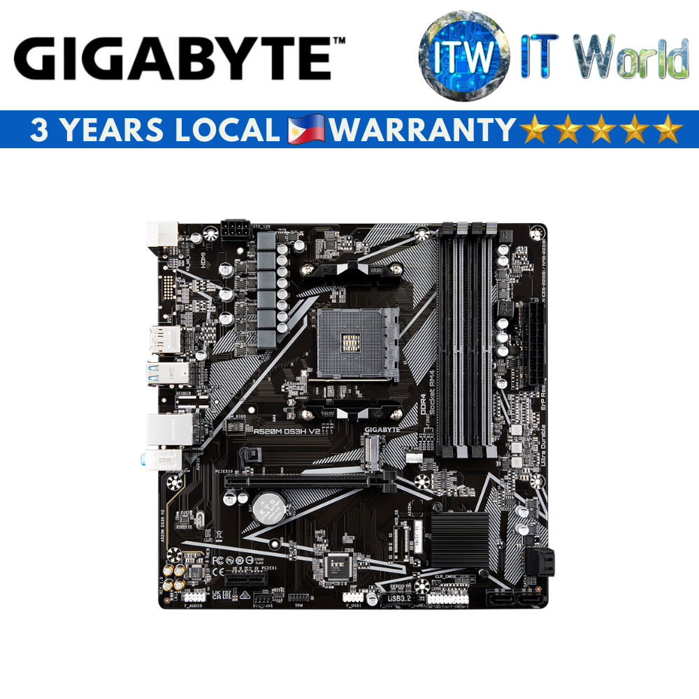 Gigabyte A520M DS3H V2 Micro ATX AM4 DDR4 Motherboard (GA-A520M-DS3H-V2 ...