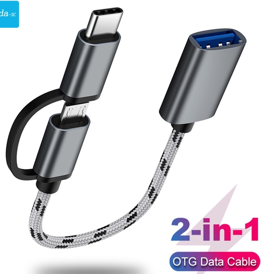 2 in 1 USB OTG Cable Adapter to Micro USB+Type-C Connector USB ...