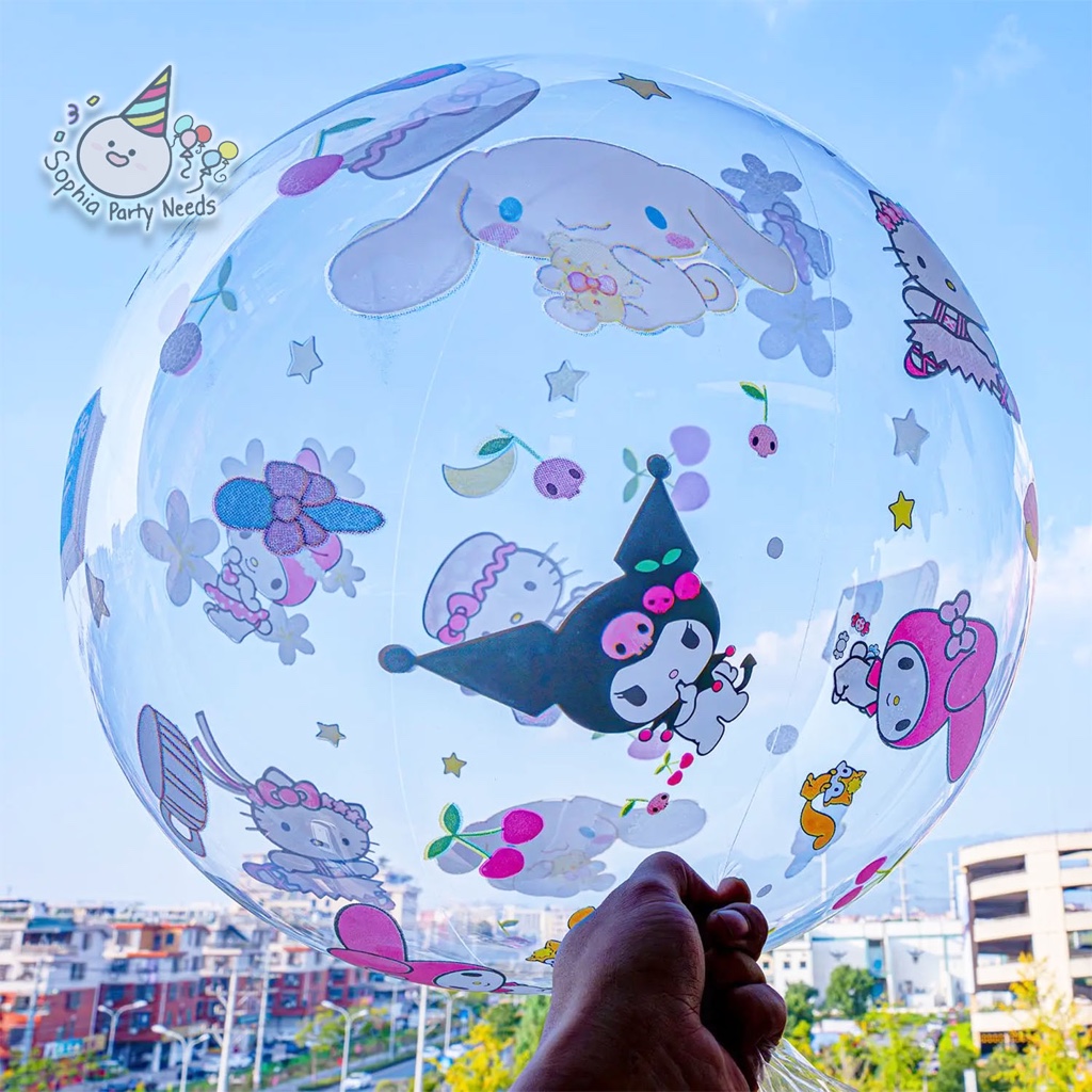 CLear BoBo Balloon Sanrio Mix Character Print Design Kuromi Melody ...