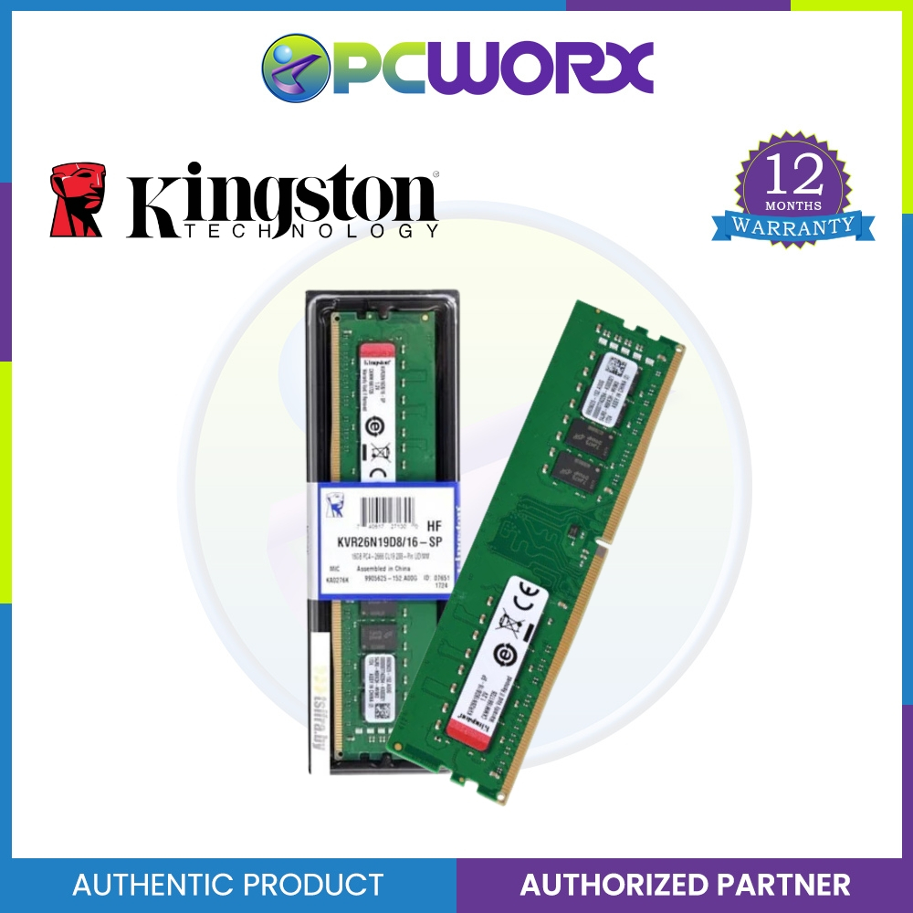 Kingston KVR26N19D8/16 16GB DDR4 2666MHz Non-ECC CL19 Dimm | Kingston 16GB RAM DDR4 2666MHz Non ...