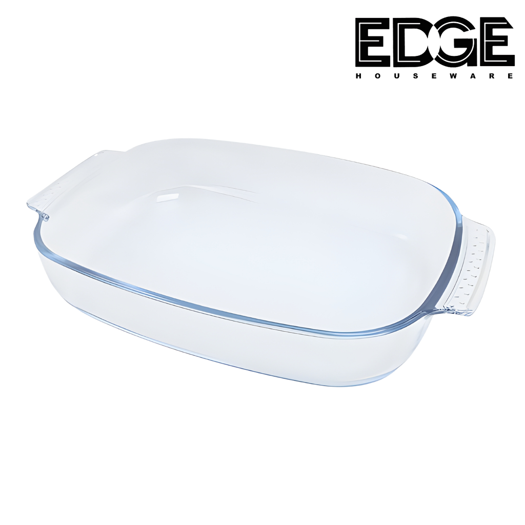 Edge 2000ML & 2750ML Borosilicate Rectangular Glass Baking Tray With Handle, 100% Glass | Shopee ...