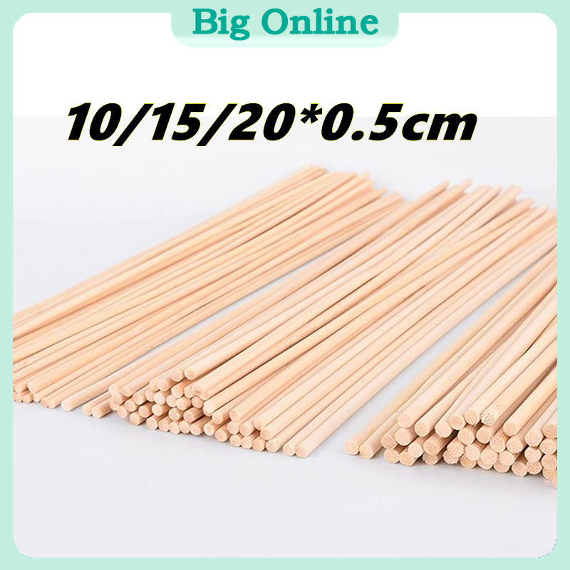 50Pcs Wooden Sticks DIY Building Model Wooden Dowels Rod Wooden ...