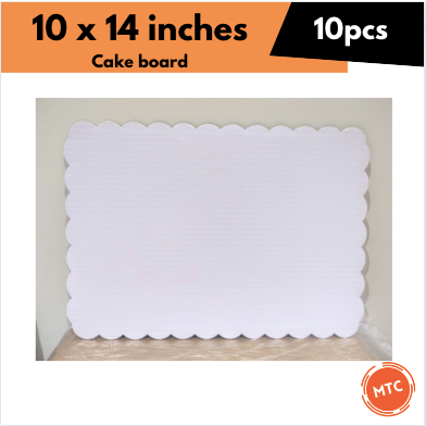 10pcs. 10x14 Inch Cake Board Scalloped Rectangle White (Laminated Thin ...
