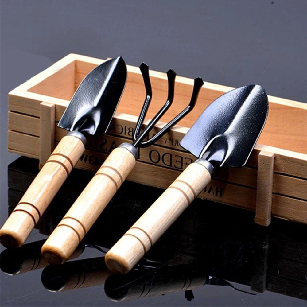 HALLOMALL 3pcs Mini Gardening Tools Wooden Handle Shovel Trowel ...