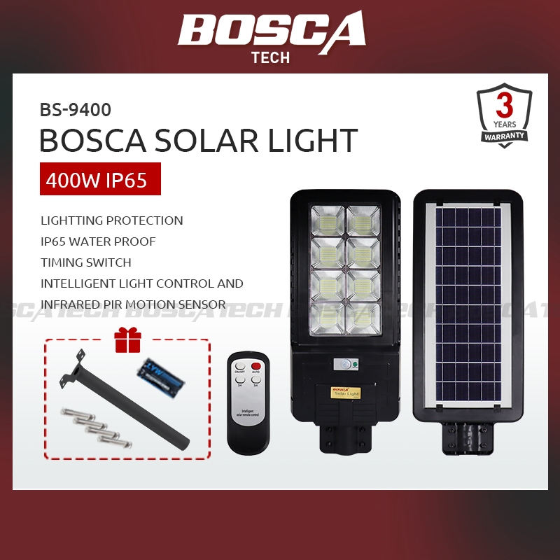 BOSCA Solar Light 9400 Solar Street light 400W IP65 6500K with 12W BS ...