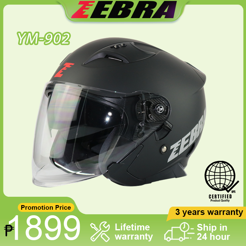 ZEBRA Men's Classic Motorcycle Helmet YM-902 Half Face Motorcycle ...