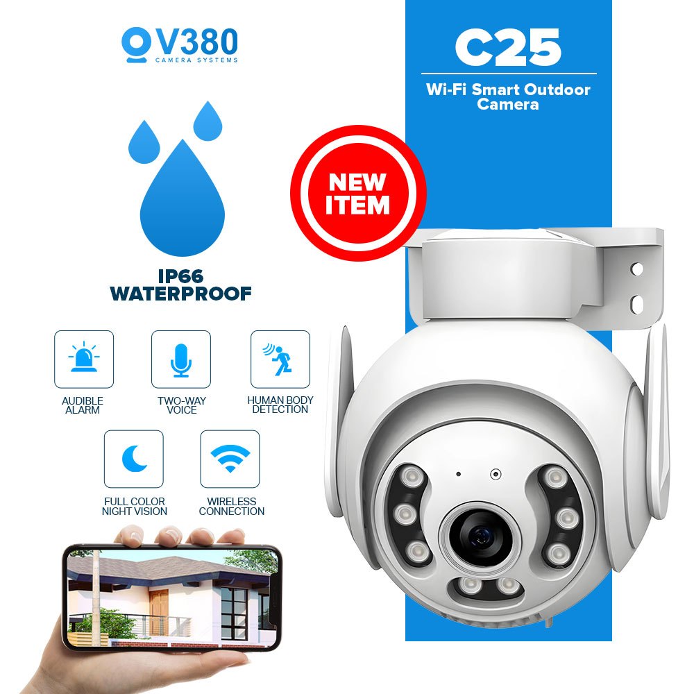 V380 C25 3MP HD CCTV Camera IP66 Waterproof Full Color Night Vision Wi ...