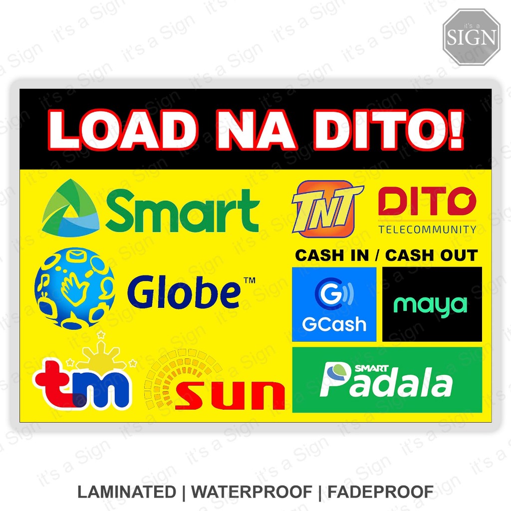 Load na Dito Cash-in Cash Out Gcash Loading Station - Laminated Signage ...
