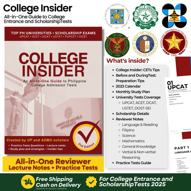 College Insider (UPCAT, ACET, DCAT ENTRANCE EXAM 2024 COLLEGE REVIEWER ...