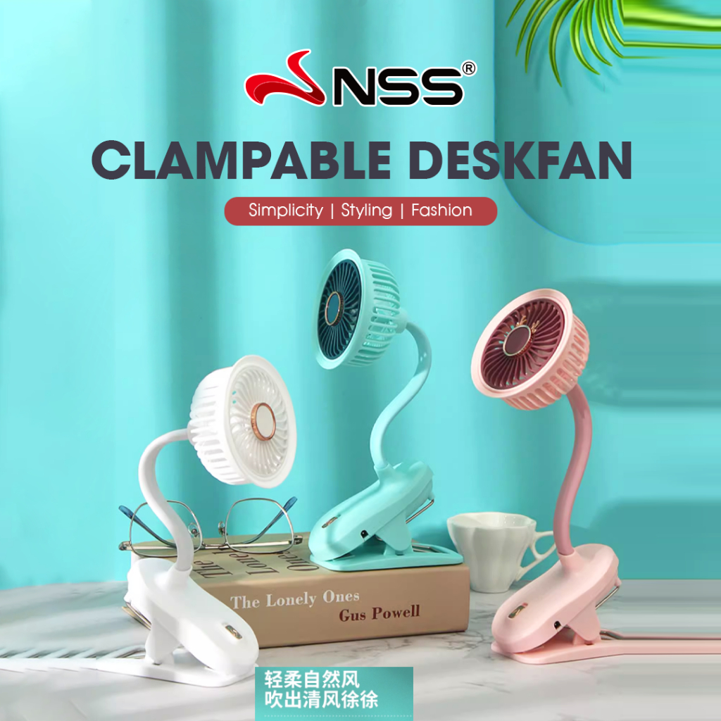 NSS Portable Clip on Fan Battery Operated Small Powerful USB Desk Fan ...