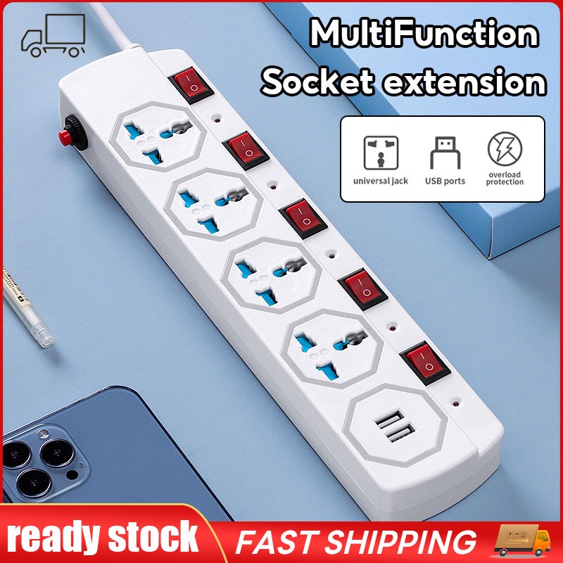 Multifunctional Socket Extension with USB Port Outlets 2500W Universal ...
