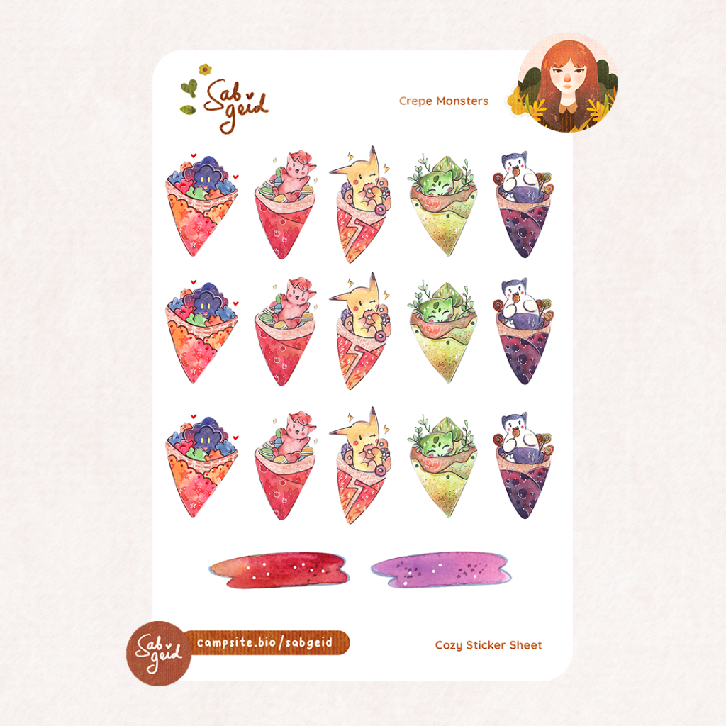 Crepe Monsters Sticker Sheet for planners, penpals, polco deco ...