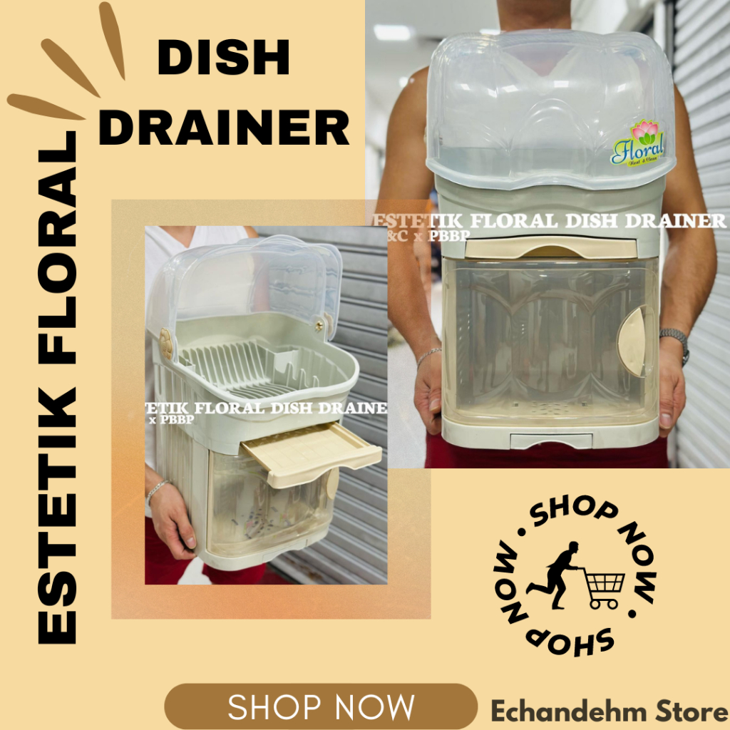 8809-MDC Uniglobal Mini Floral Dish Cabinet (Kitchen Rack) Organize ...