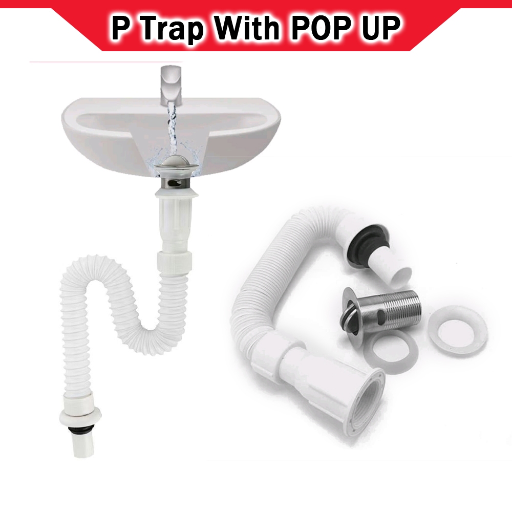 PVC Flexible Hose P-Trap With Pop Up Water Hose Wash Basin Drainer ...
