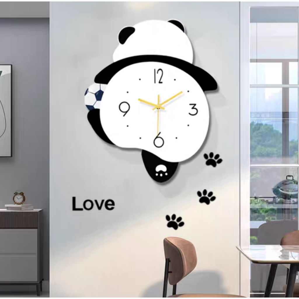 Panda Wall Clock Pendulum Swing feet Decorative Clocks Kids room school ...