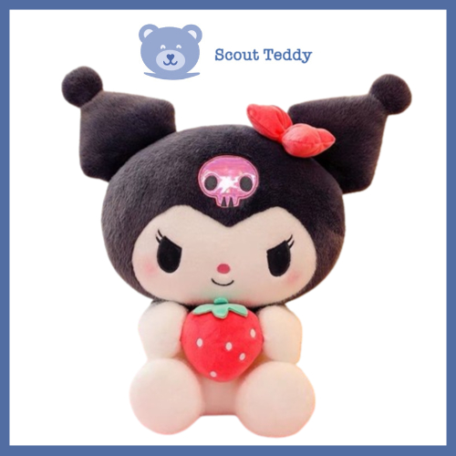 Giant Kuromi with Strawberry- 1.5 feet; Sanrio, Plushie, My Melody, Hello Kitty, Miniso ...