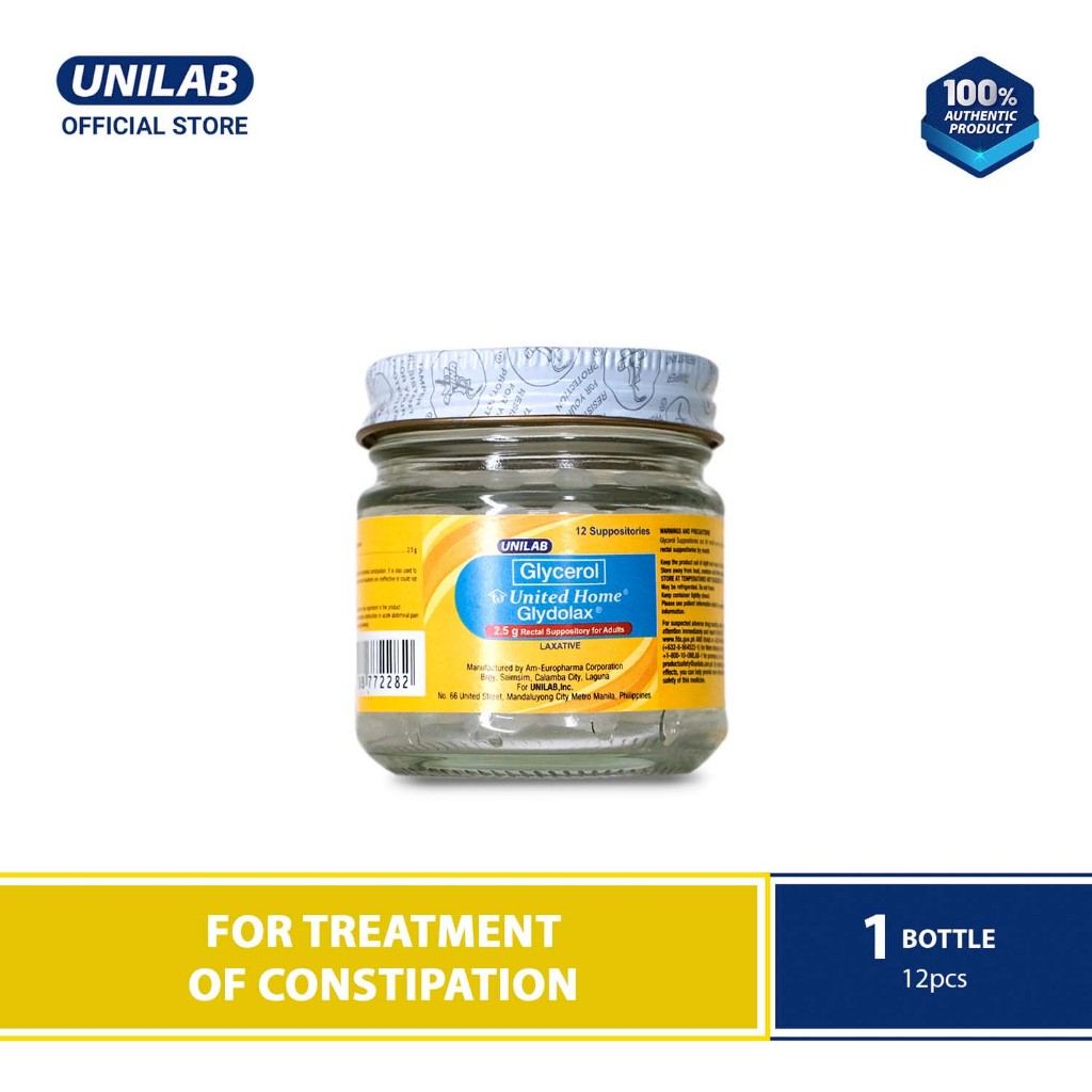 United Home Glydolax Adult Suppository Bottle Of 12 Pcs (For The ...