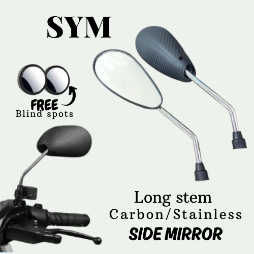 SYM Bonus 125 Carbon Side mirror Long Stem Stainless Stem high quality ...