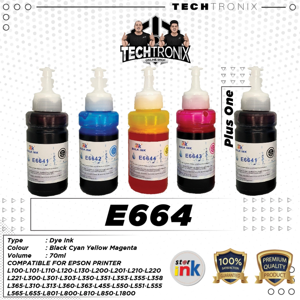 Starink 4+1 E664 Refill ink Compatible for Epson 664 L110 L120 L360 ...