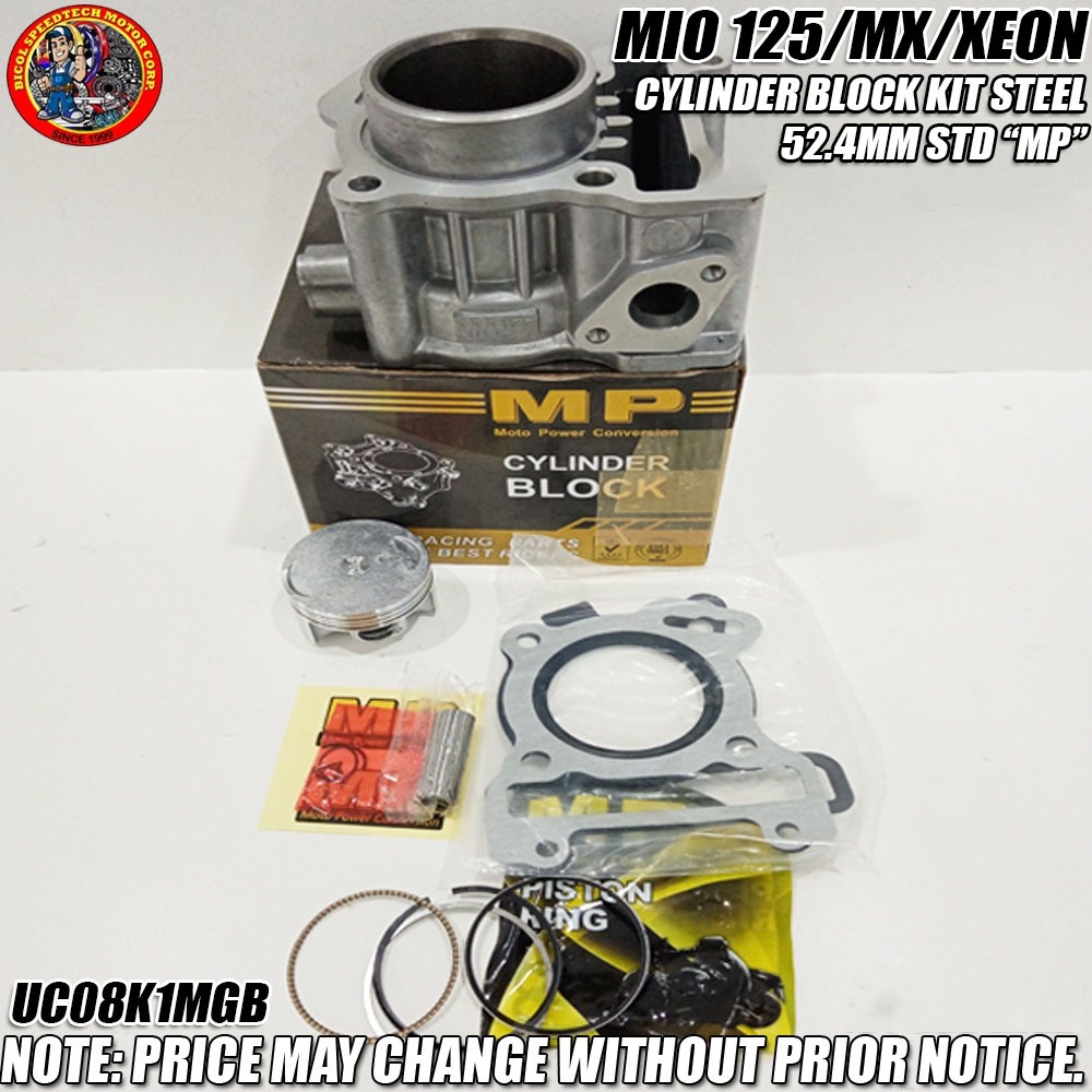 MIO 125/MX/XEON CYLINDER BLOCK KIT STEEL "MP" 52.4MM STANDARD SIZE ...