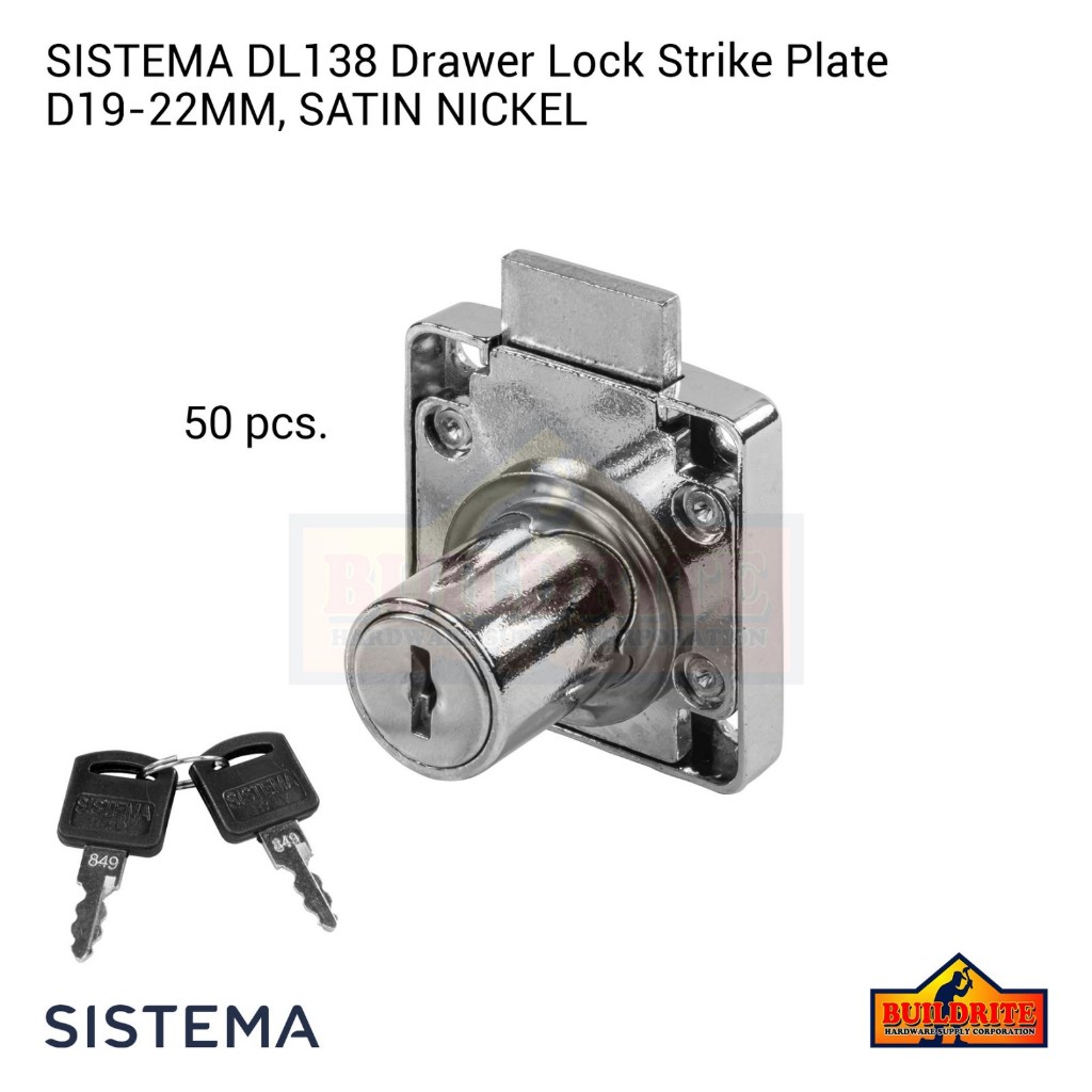 SISTEMA DL138 Drawer Lock Strike Plate D19-22MM, SATIN NICKEL | Shopee ...