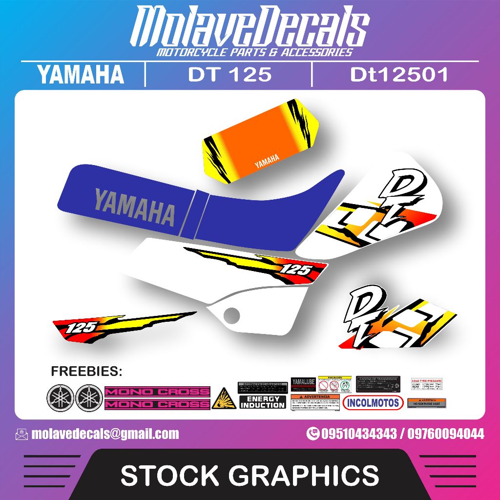 YAMAHA DT125 STOCK GRAPHICS SET | DT 125 DECAL | HIGH QUALITY | HD ...