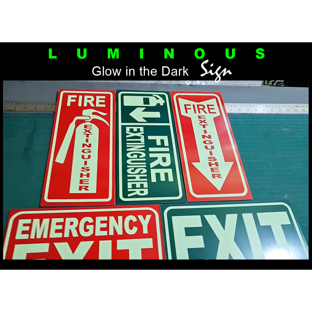 Emergency Exit Fire Extinguisher Sign Glow in the Dark / Luminous Cut ...