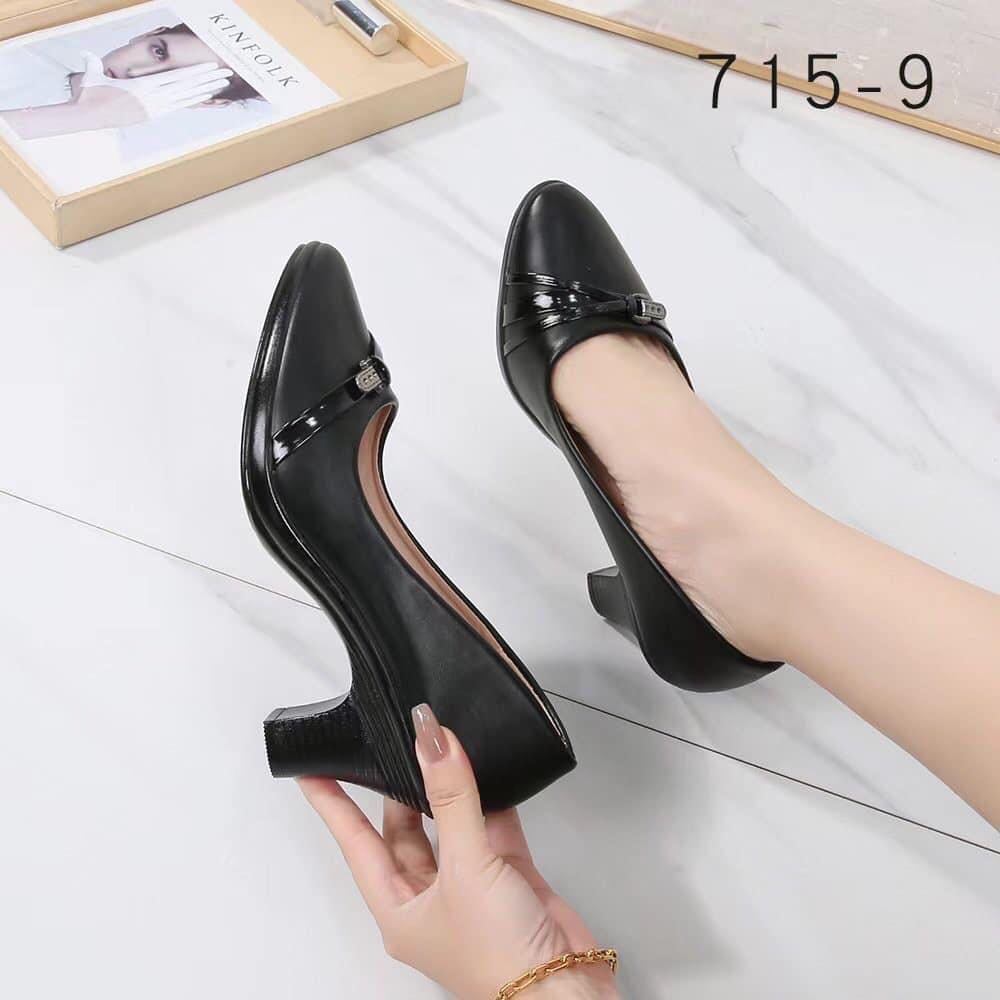 SG POINTED TOE LEATHER TRENDY WOMEN BLACK SHOES ELEGANT BLACK SHOES ...