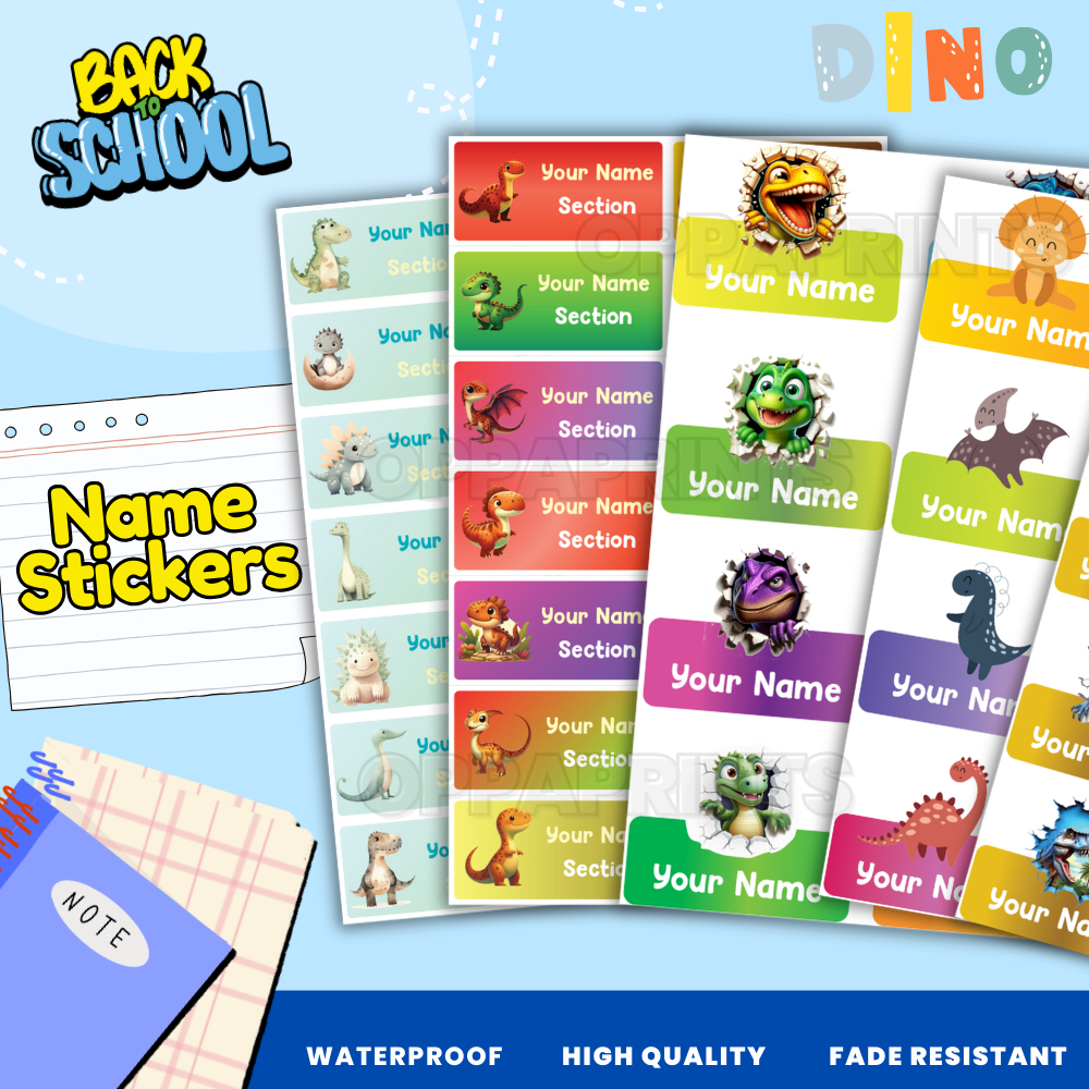Sticker Label | Personalized Sticker Name | Dinosaur Edition | School ...