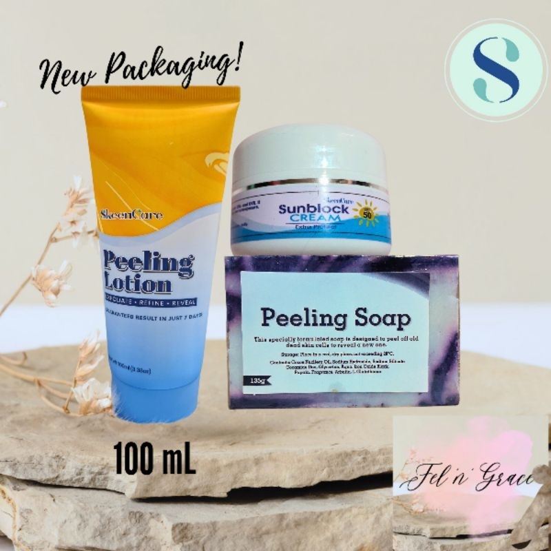 SkeenCare 3in1 Trio Peeling Lotion 100mL Sunblock Cream SPF 50 10g ...