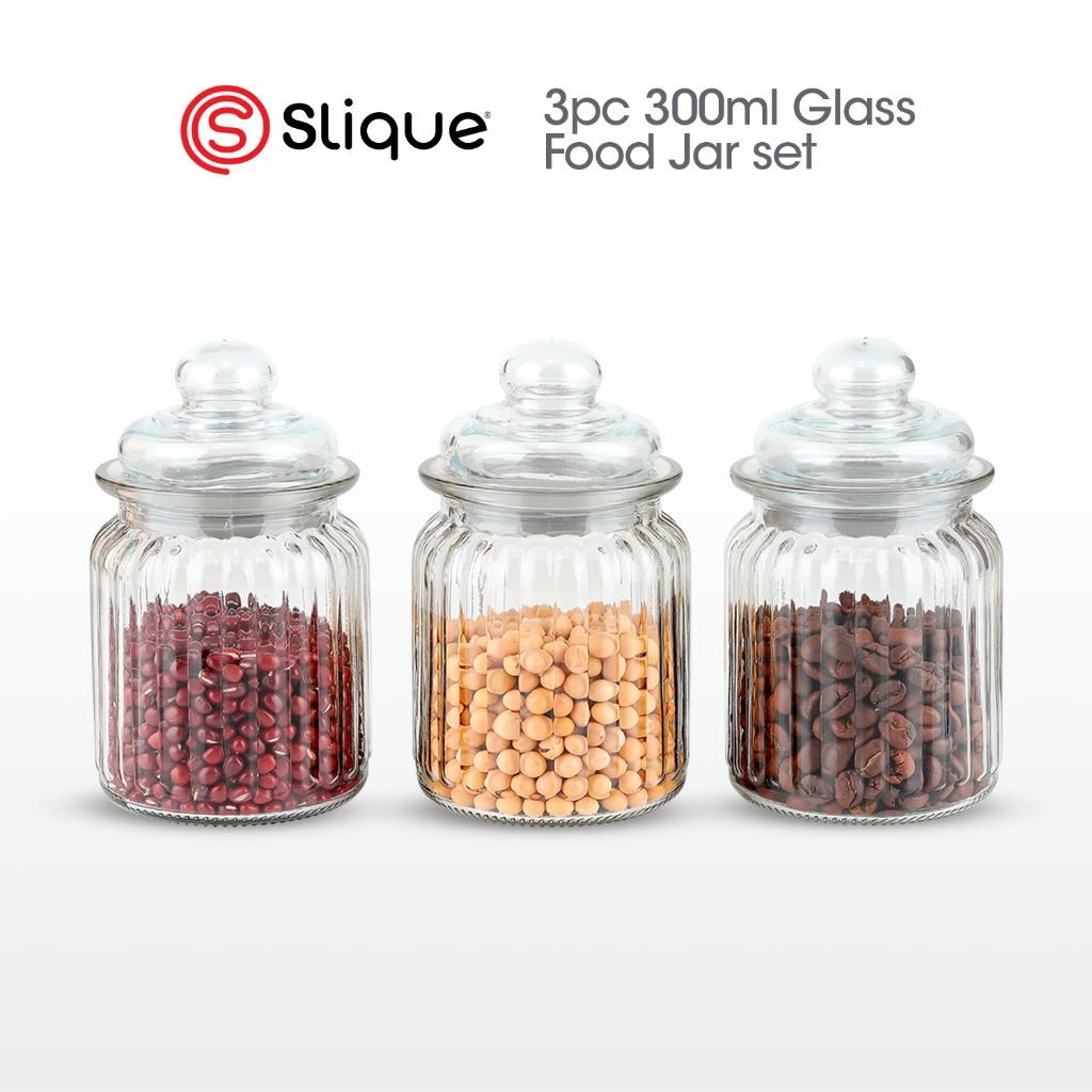 SLIQUE Glass Jar w/ Glass Lid [Set of 3] Storage Essentials | Shopee ...
