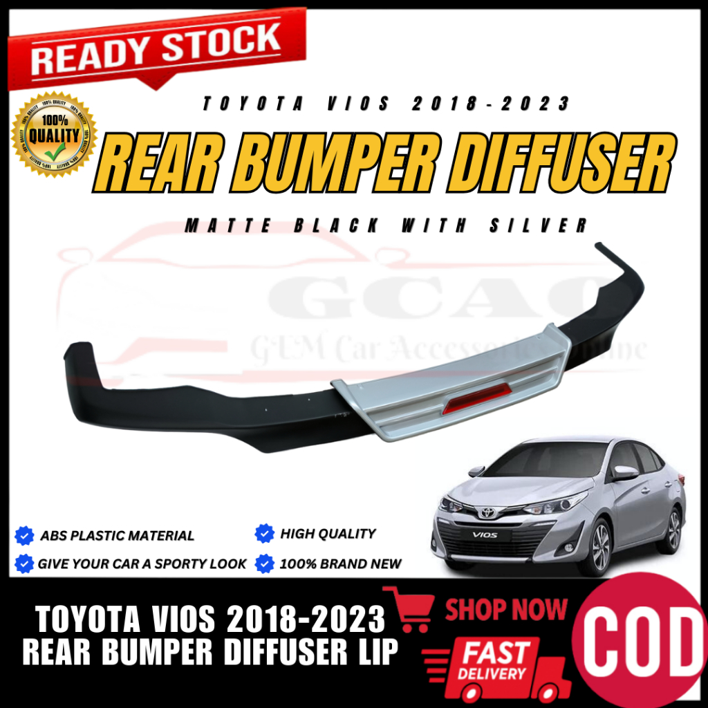GCAO Toyota Vios Car Rear Bumper Diffusers Lip Spoiler Body Kits ABS ...