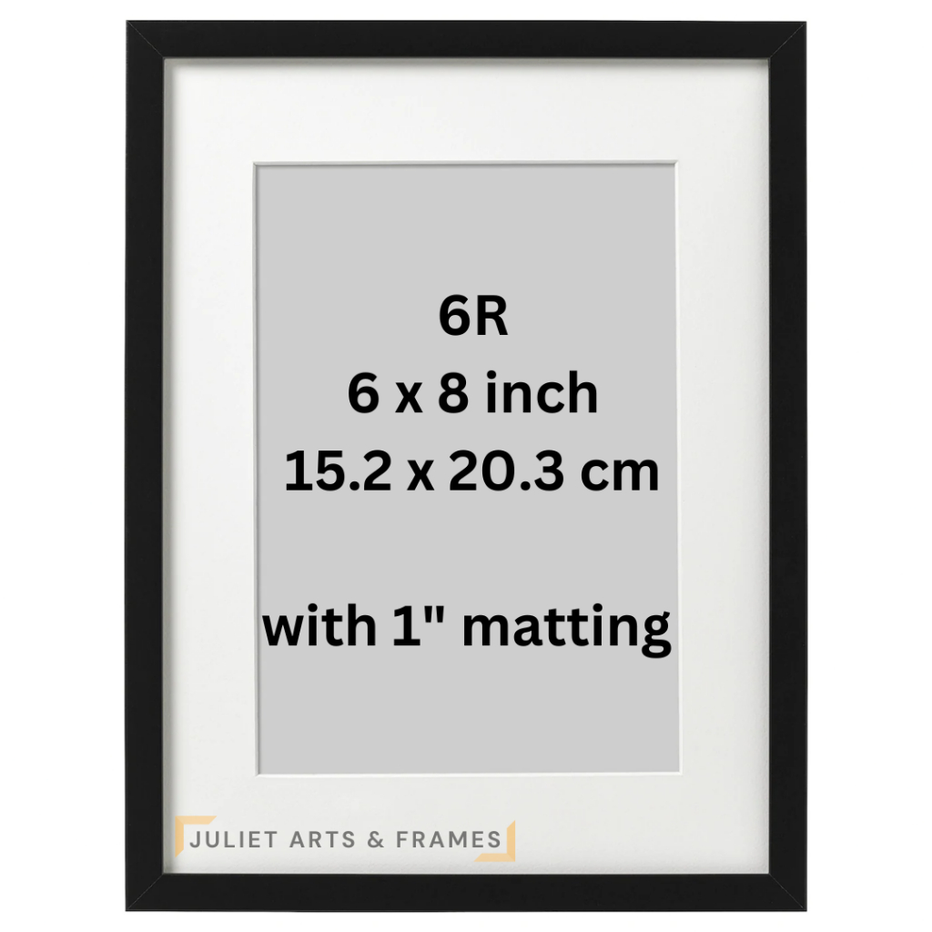 6R - 6 x 8 inch FRAME with 1 inch MATTING - WALL DECOR (HALF INCH ...