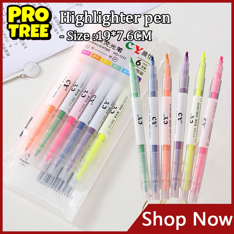 6PCS/Set Double-headed Highlighter Set HIghlighter Pen Fluorescent ...