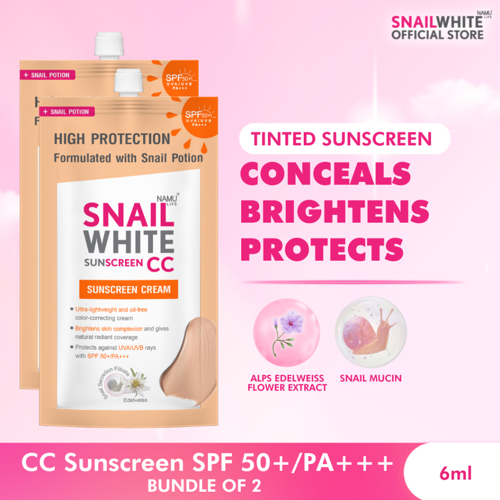 SNAILWHITE CC Sunscreen 6ml SPF 50+/PA+++ Bundle of 2 | Shopee Philippines