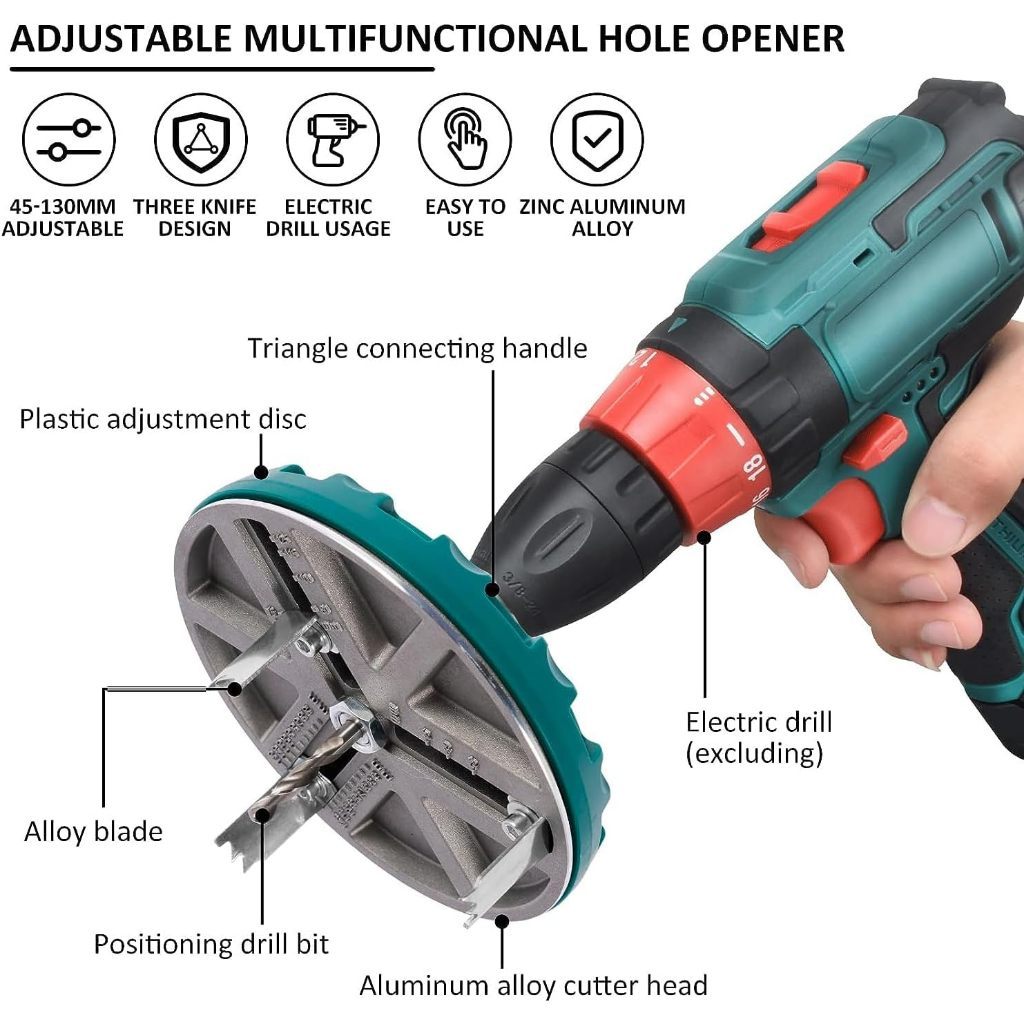 Adjustable round hole opener Diameter 45mm to 130mm woodworking hole ...