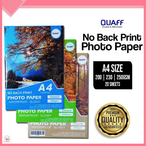 QUAFF Tree Type No Back Print Inkjet Photo Paper Glossy A4 Size 200gsm ...